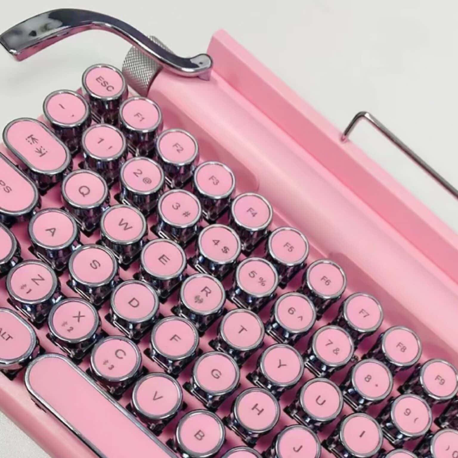 Classic Typewriter Bluetooth Keyboard with Stand and Mouse Set - Pink ...