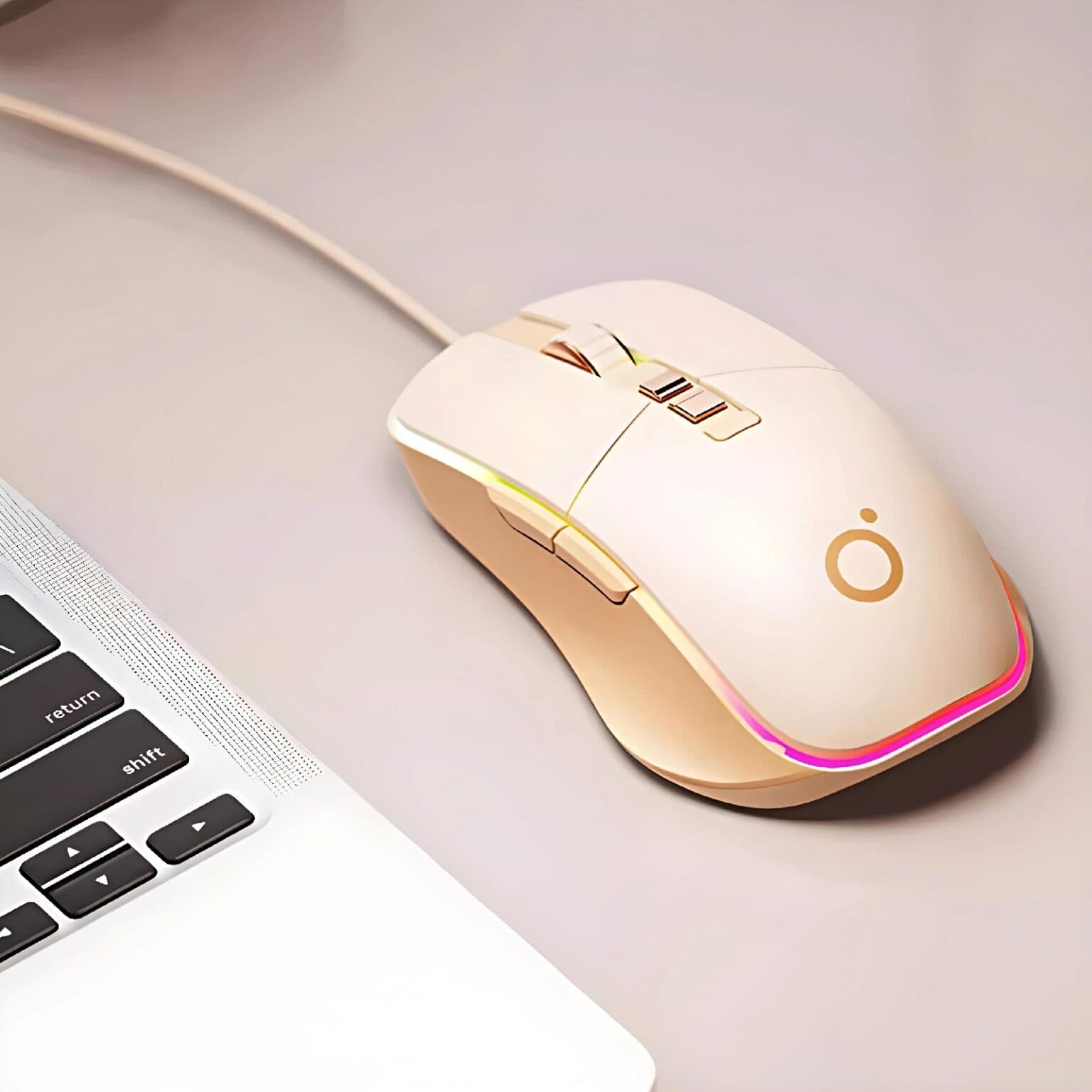 Retro Typewriter Wired Keyboard and Mouse Set 2S - Milk Tea Cream | The ...