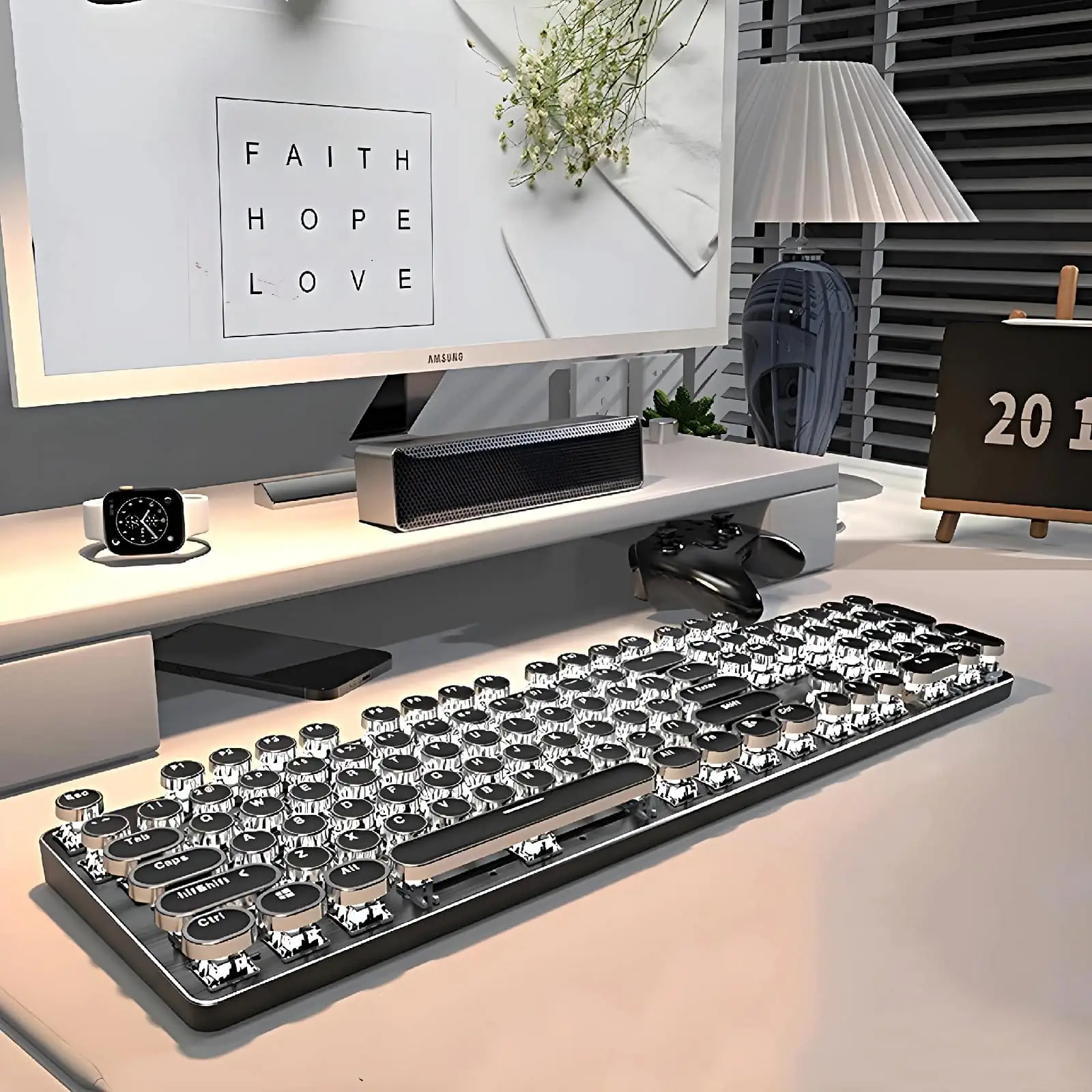Retro Typewriter Bluetooth Keyboard 2 - Black | The PNK Stuff