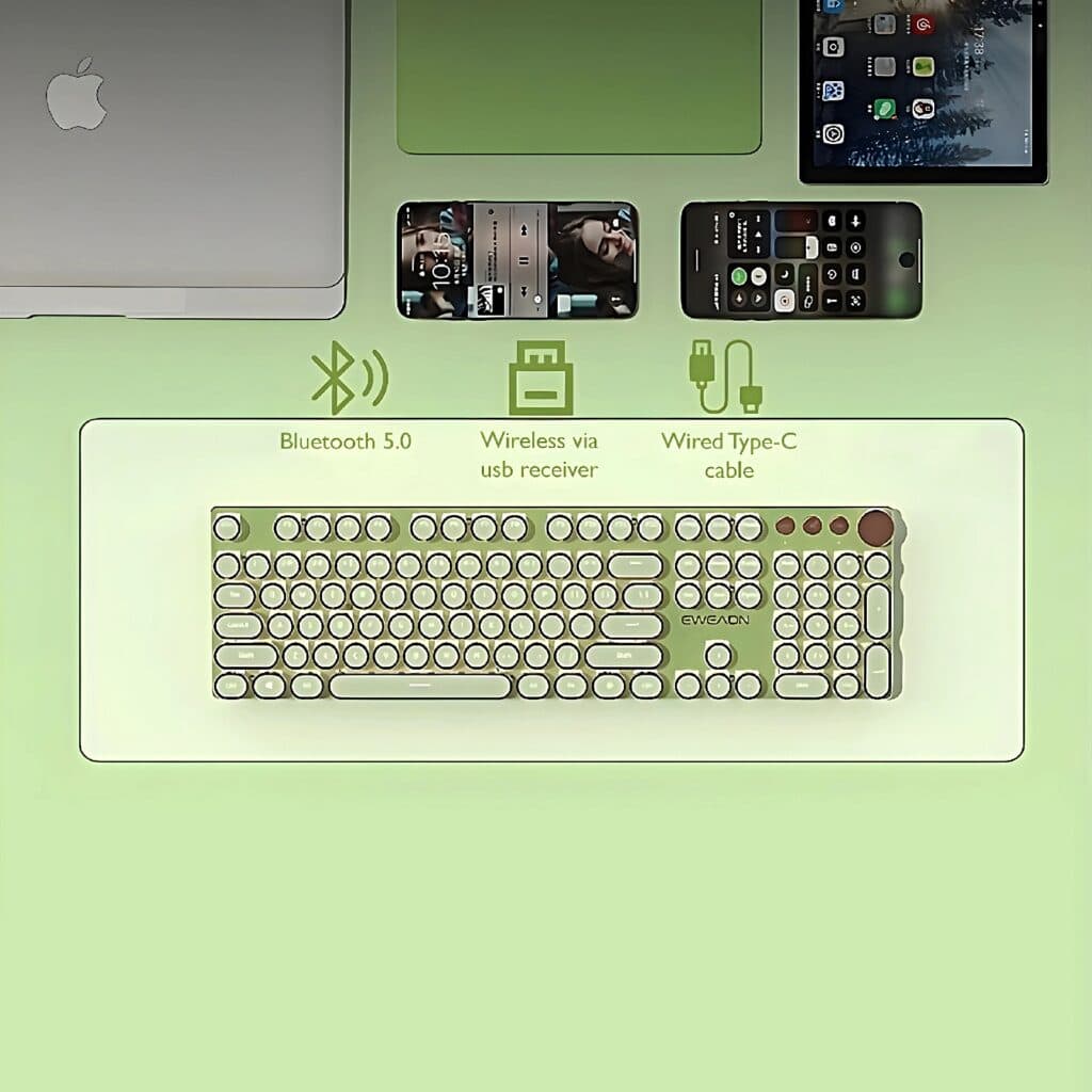 Retro Typewriter Bluetooth Keyboard 2S - Matcha Green | The PNK Stuff